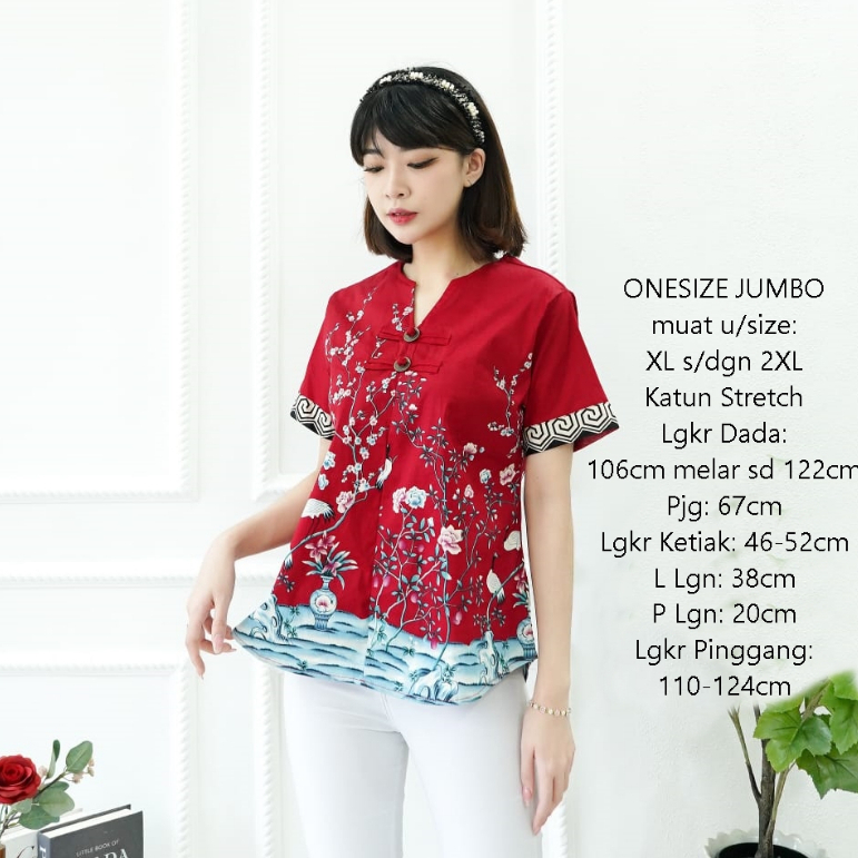 Jual Atasan Button Blouse Baju Batik Modern Wanita Kerja Kantor Blus ...