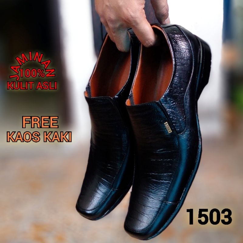 Jual Sepatu Pantofel Formal Pria Kulit Premium Hitam Kulit Sapi ...