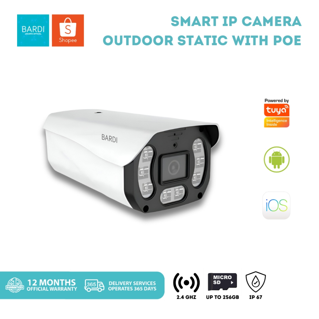 Jual BARDI Smart IP CAMERA OUTDOOR CCTV POE STC - IP67 4MP | Shopee ...