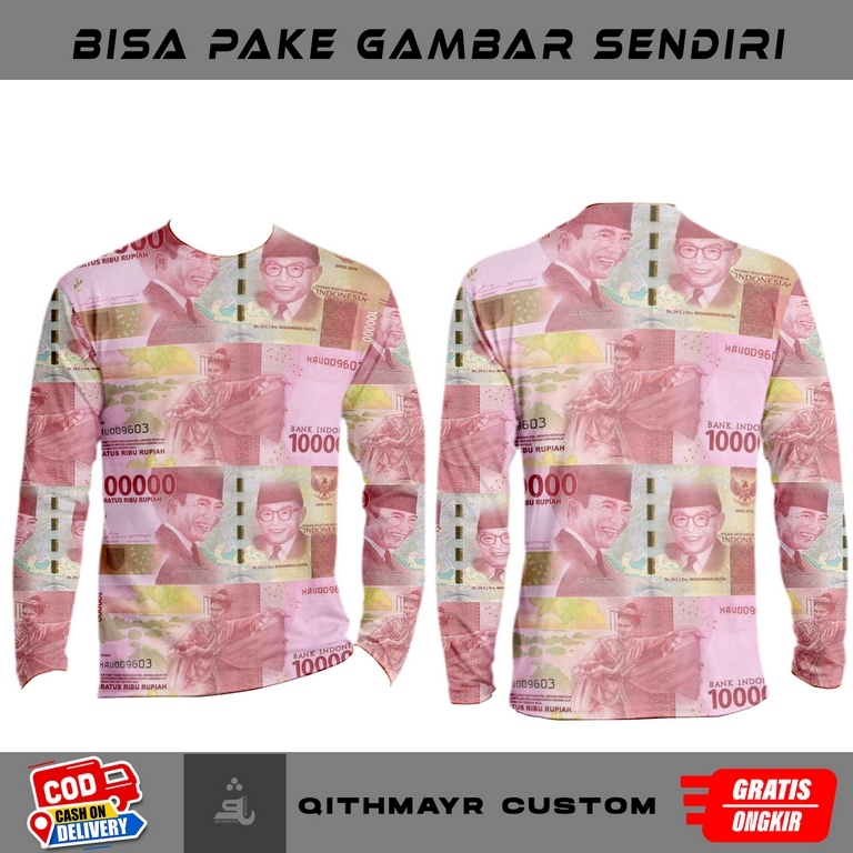 Jual kaos pria baju uang 100k Fullprinting 3D terbaru bisa custom ...