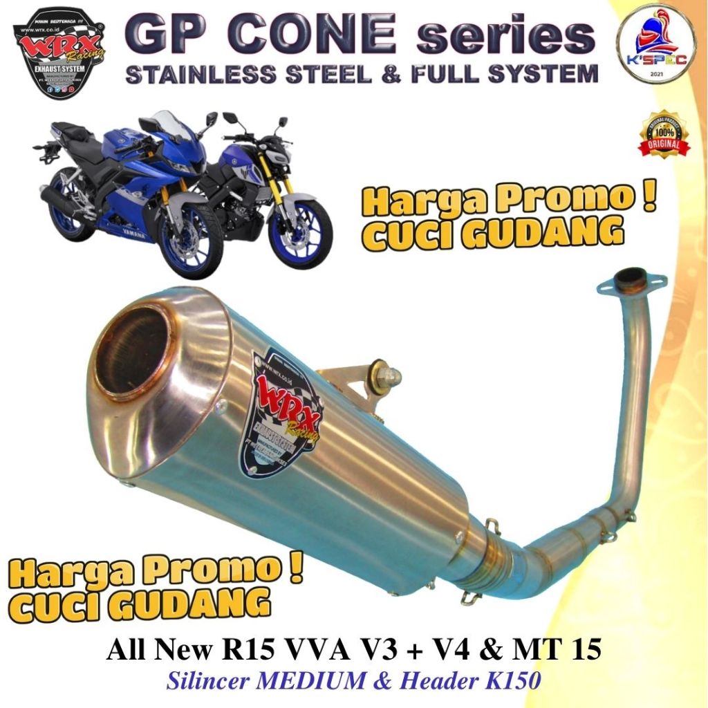 Jual Knalpot Racing WRX GP CONE SS K150 Medium ALL NEW R15 V3 + V4 ...