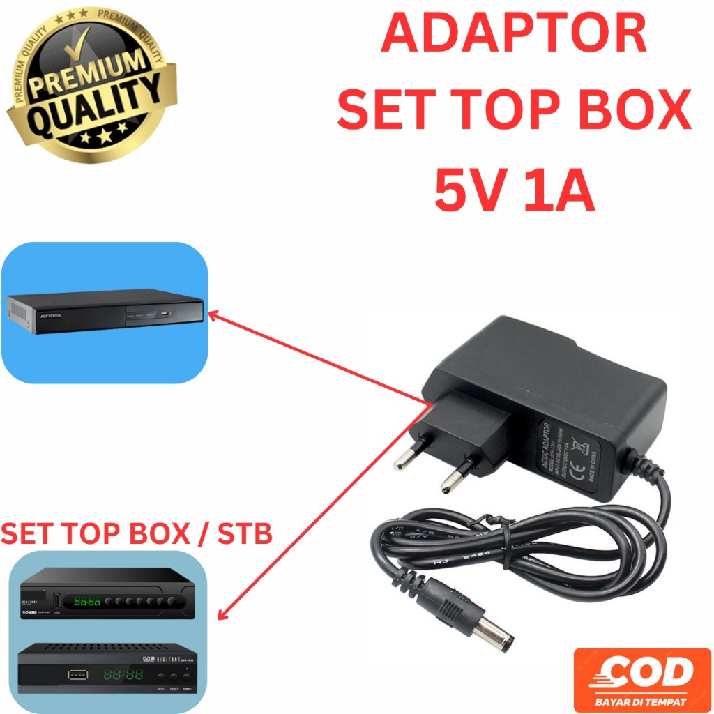 Jual Adaptor Set Top Box / STB 5V 2A / 5V 1A Power Adaptor LED Modem Router 5V 2 ampere power ...