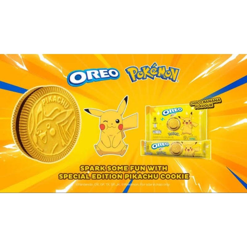 Jual Oreo pikachu cookies, banana chocolate. Card pokemon, Limited ...