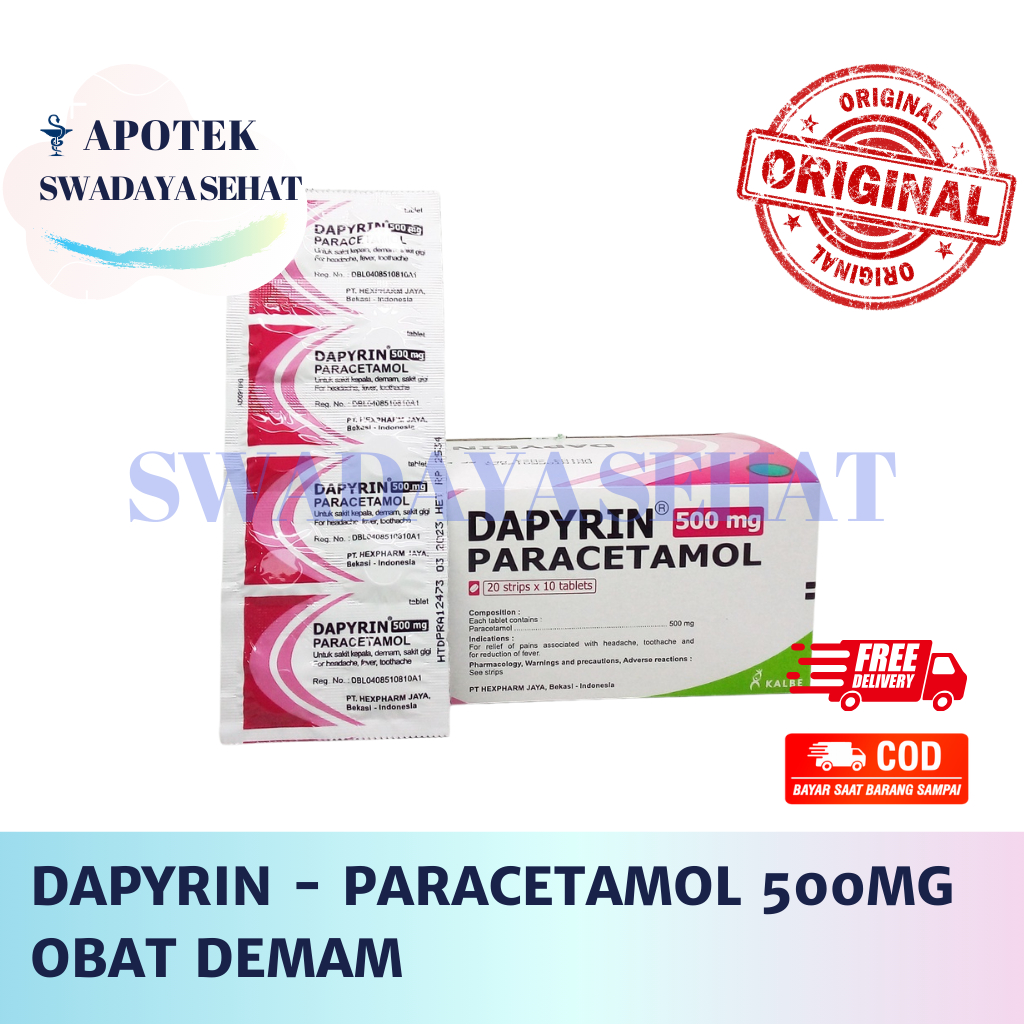 Jual DAPYRIN Strip - Paracetamol 500 MG Obat Demam Anti Nyeri 10 Tablet ...