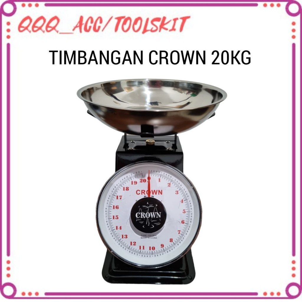 Jual Timbangan CROWN 20 kg Besi Stainless Jarum Analog Manual Duduk Sembako Telor Kue Tepung ...
