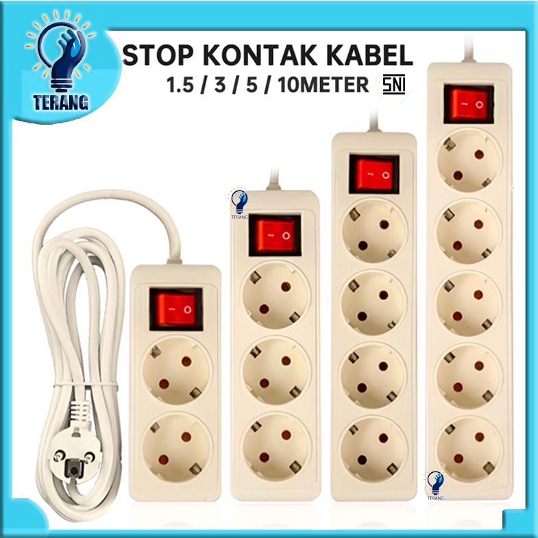 Jual Stop kontak 2 3 4 5 Lubang Panjang 1,5M 3M 5M 10M KABEL SNI Barang Lokal / Stopkontak KABEL ...