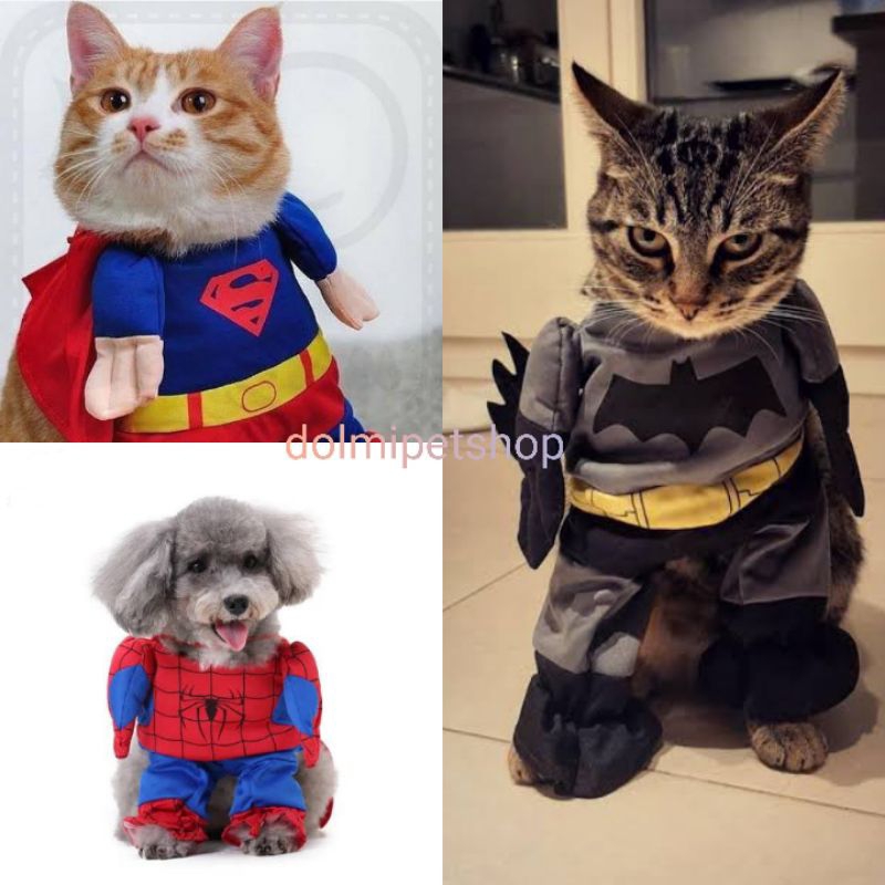 Jual Pet Cat Dog Batman Superman Spiderman Costume - baju kostum anjing ...