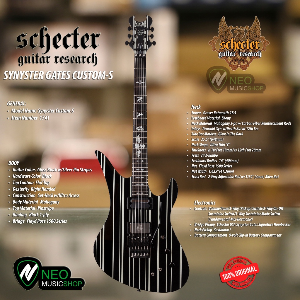 Jual Schecter SYNYSTER GATES CUSTOM-S Electric Guitar with Sustainiac ...