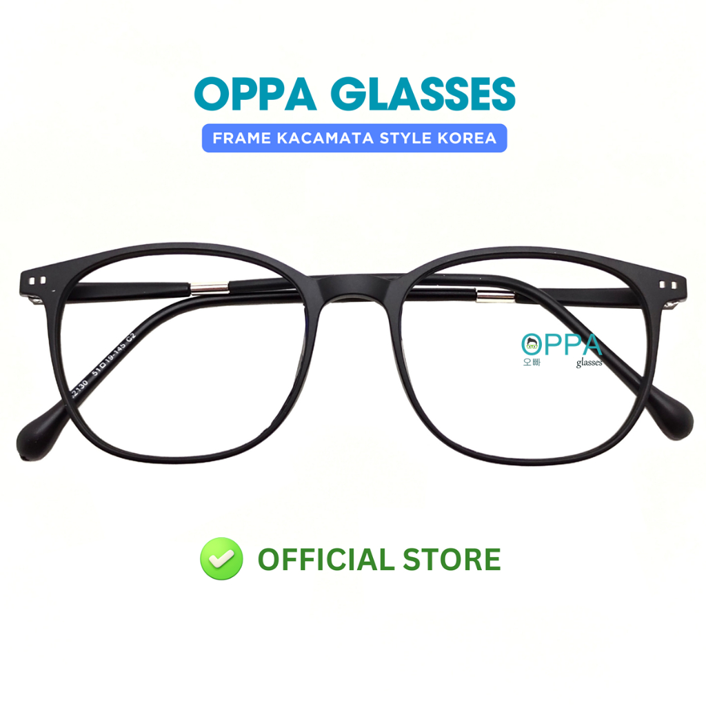 Jual Frame Kacamata Korea Pria Wanita OPPA OP23 FBL Hitam Square ...
