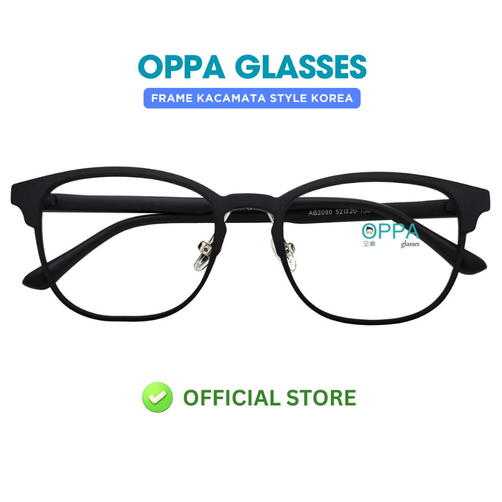 Jual Frame Kacamata Korea Pria Wanita Oppaglasses OP50 FBL Hitam Gold Minus | Shopee Indonesia