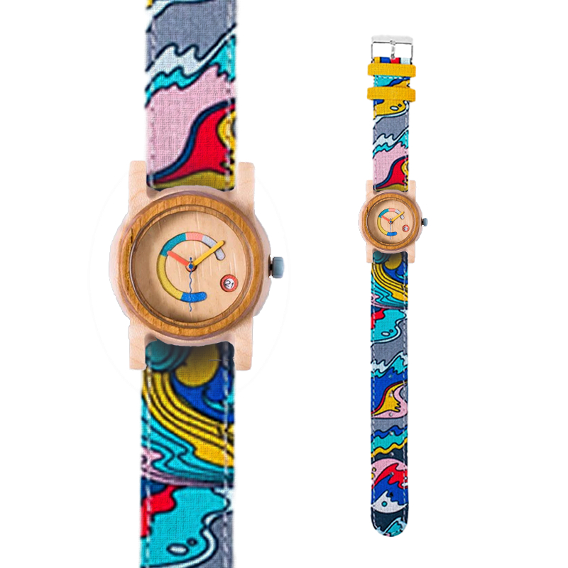 Jual Woodka Mini New Wave Maple & Wave Yellow Tide Canvas Strap | jam ...