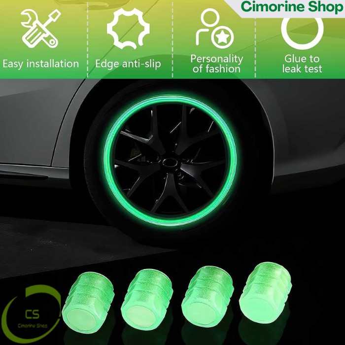 Jual Tutup Pentil Ban Mobil Motor Neon Luminous Valve Cap 4 PCS ...