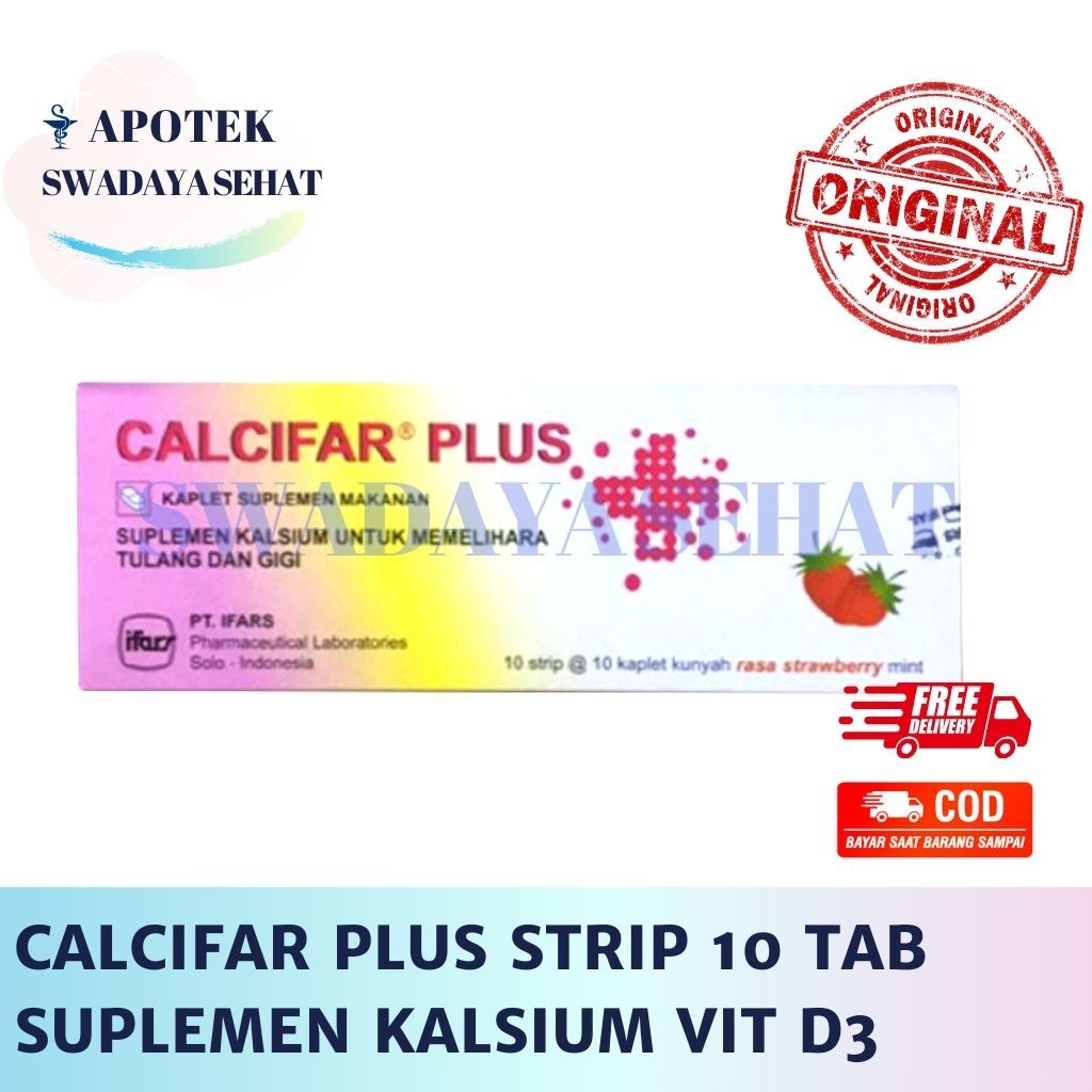 Jual CALCIFAR PLUS Strip 10 Tablet Kunyah - Suplemen Calcium Kalsium ...