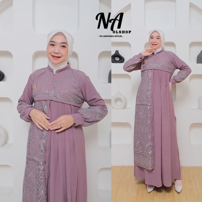 Jual AGHNIA DRESS Gamis Terbaru 2024 Bahan Krinkle Kombinasi Tille ...