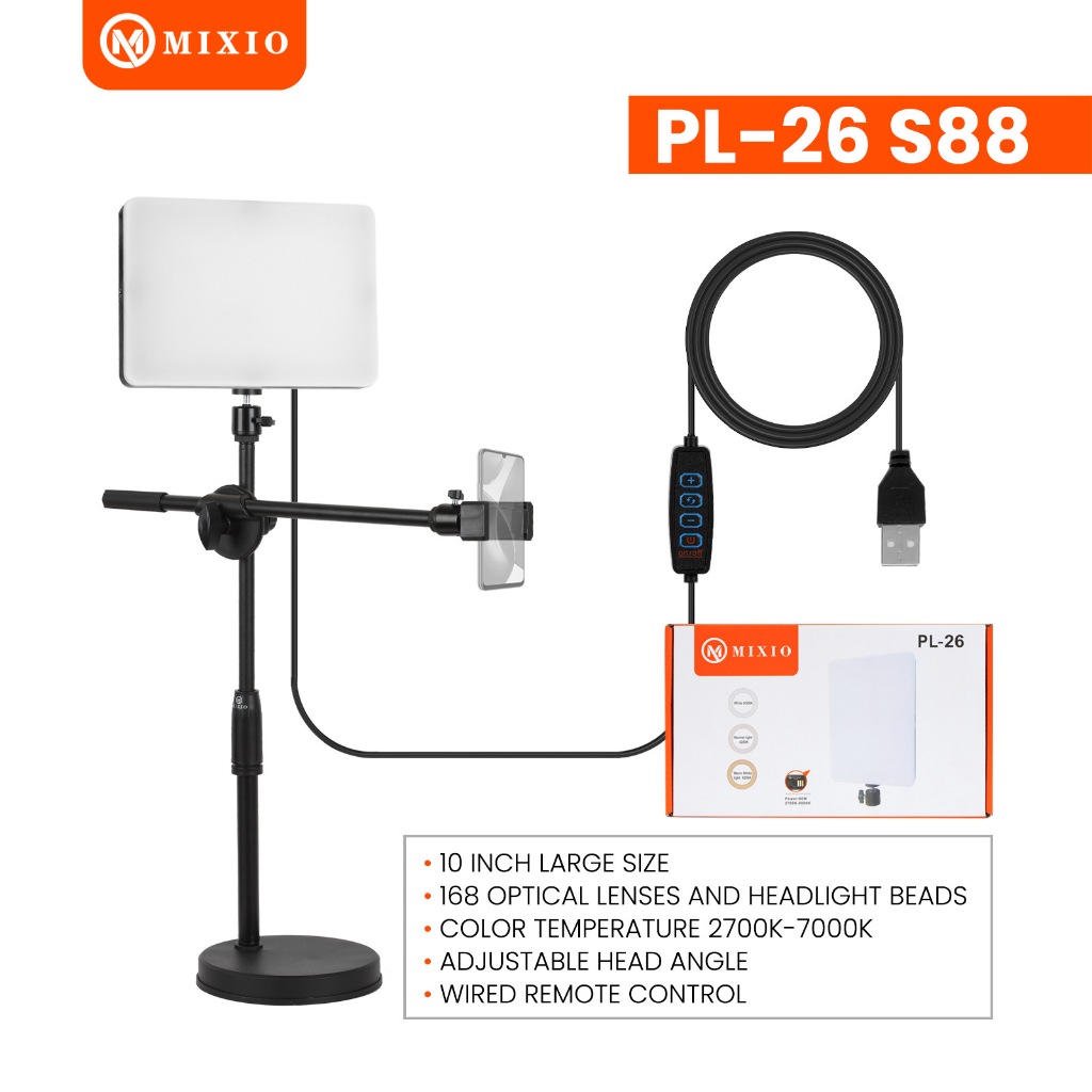 Jual MIXIO PL26 Lampu Foto LED Video Light LIVE STREAMING Ringlight ...