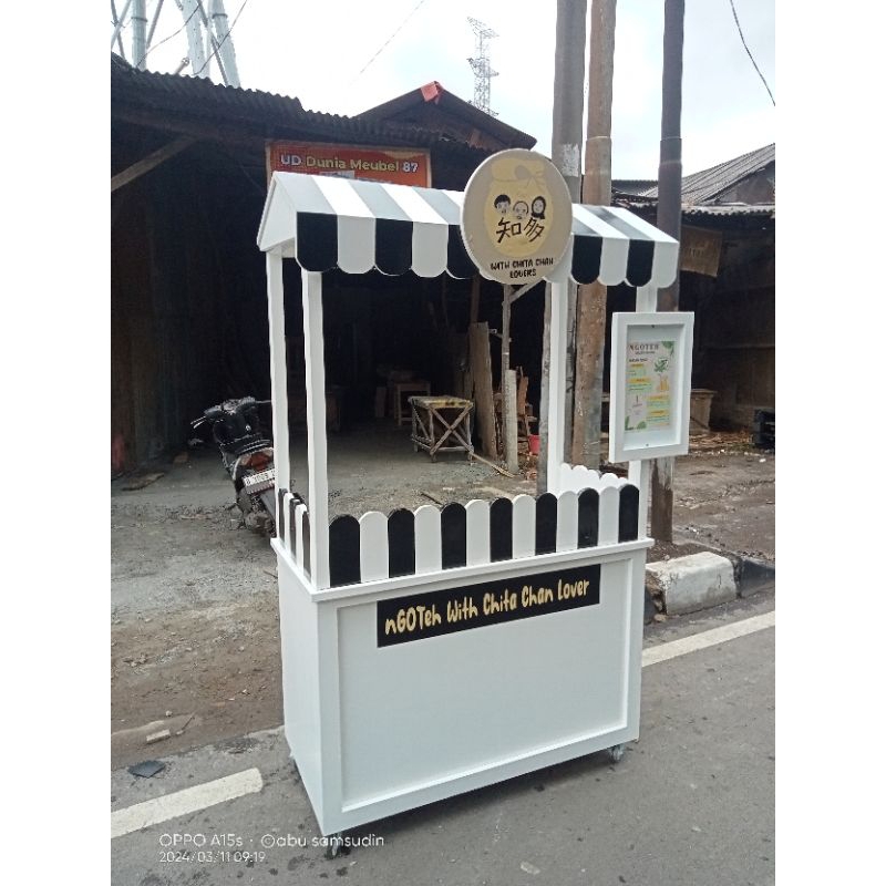 Jual gerobak minimalis booth kayu jati Belanda murah booth es teh solo ...