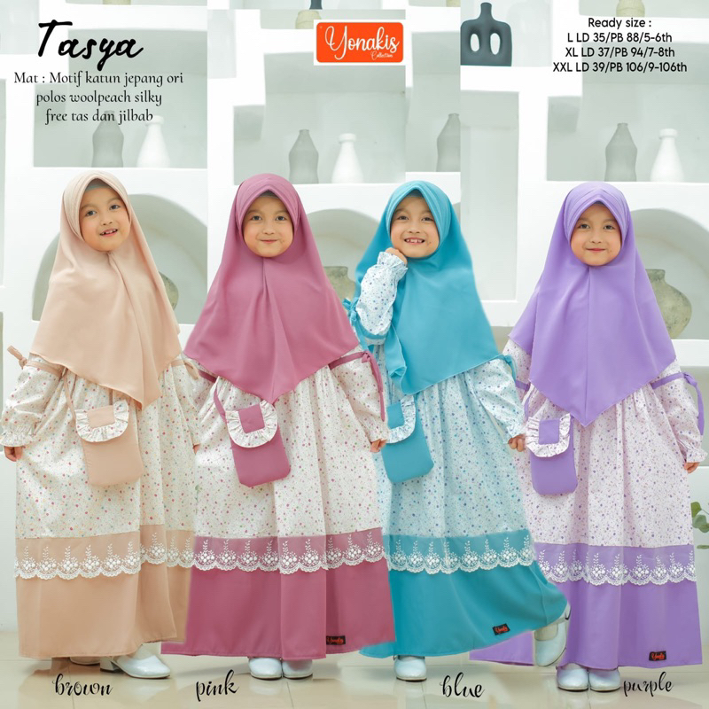 Jual Dress motif anak set jilbab Tasya/ Hana/ aruna set by Yonakis ...