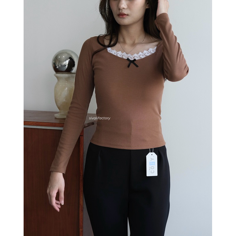 Jual SIVALI Gaby Top - Korean Knit Top - Baju Rajut Wanita Lengan Panjang - Long Sleeve | Shopee ...