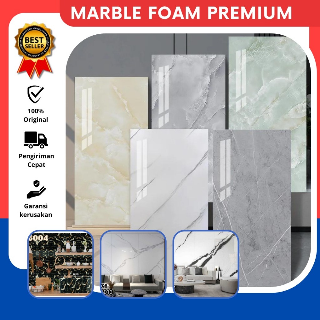 Jual Wallpaper dinding marble 60cmx30cm/Wallfoam marble/sticker marble ...