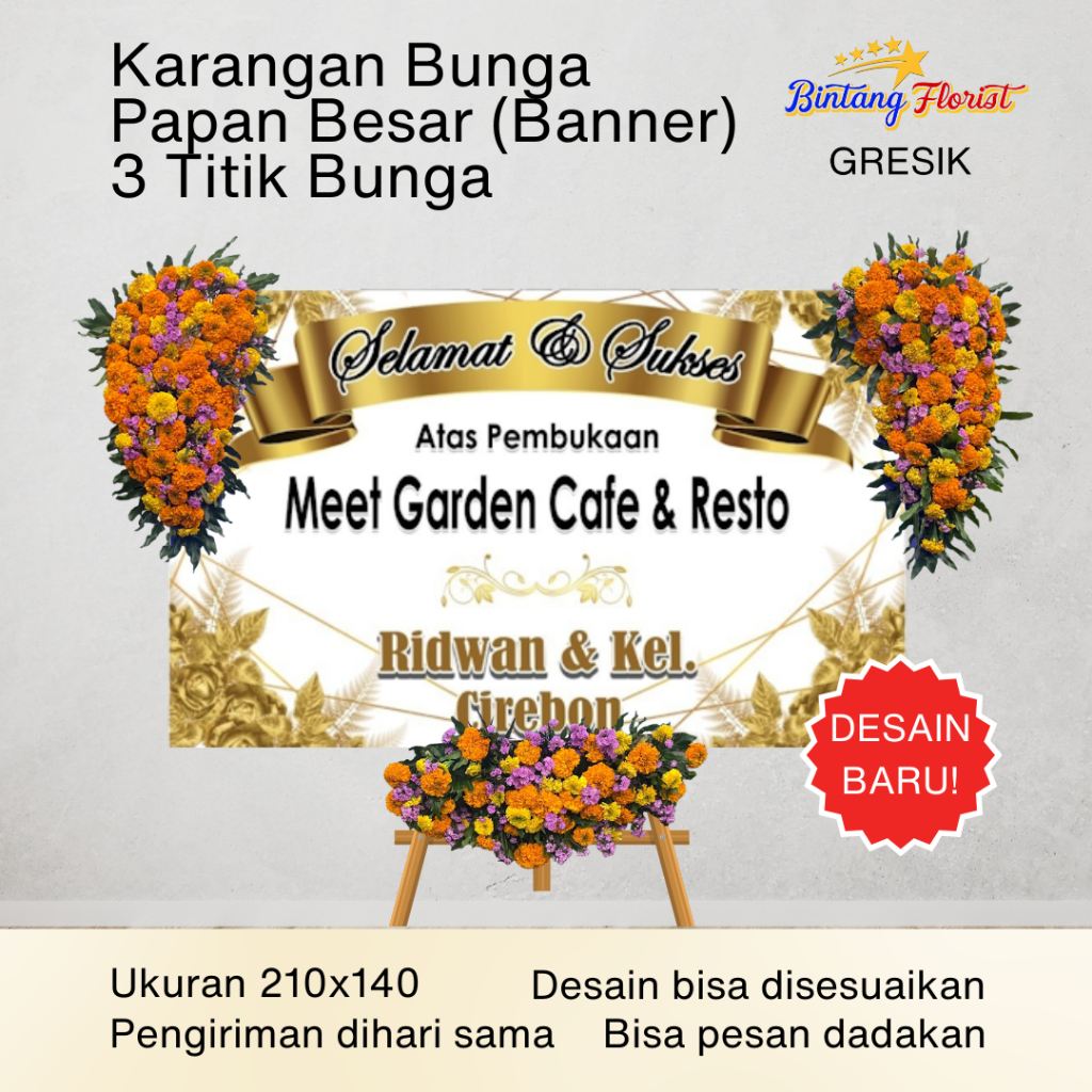 Jual Desain Baru Karangan Bunga Papan Besar Cetak Banner 3 Titik Bunga ...