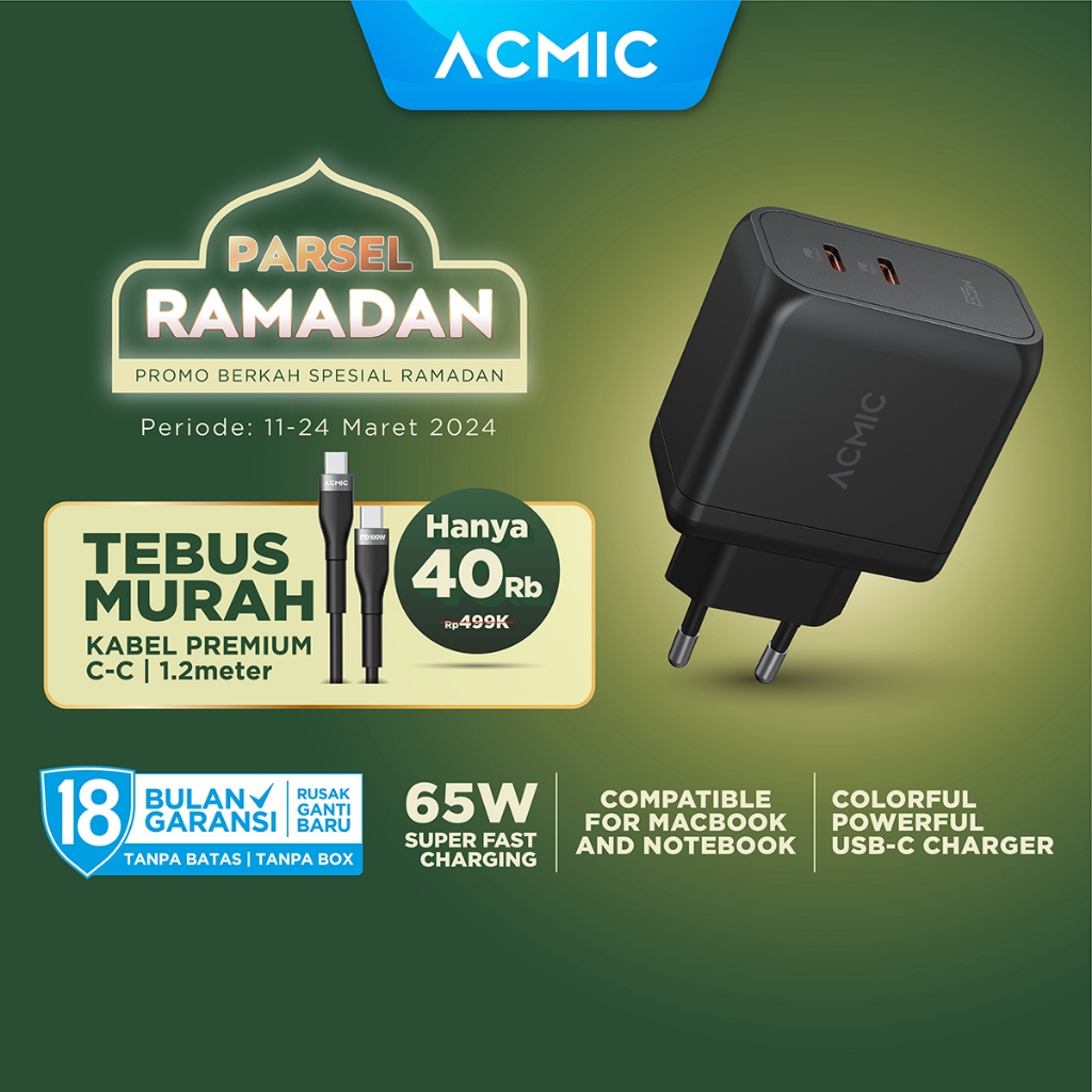 Jual ACMIC CPD65 GaN Type C 65W Kepala Charger Super Fast Charging ...