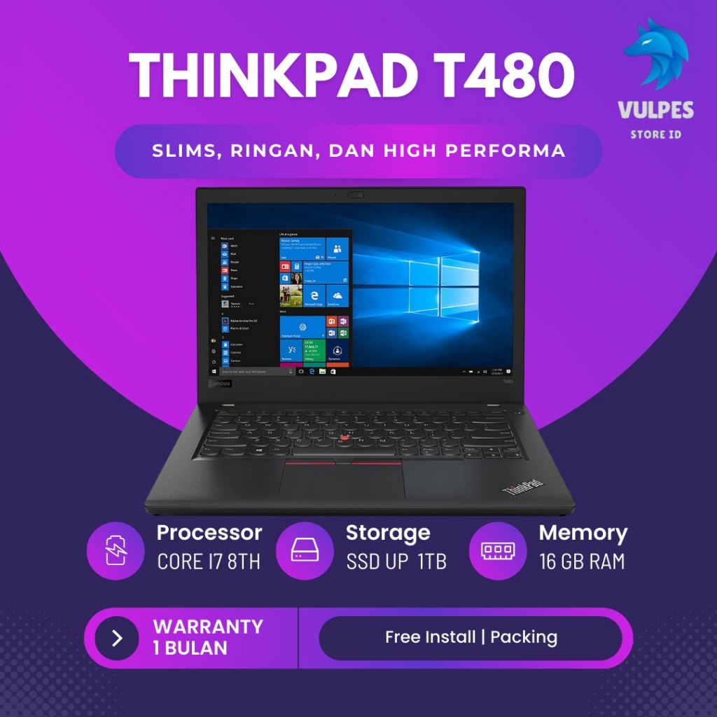 Jual Laptop Lenovo Thinkpad T490 T480 Core i5 | i7 RAM 24GB LIKE NEW ...
