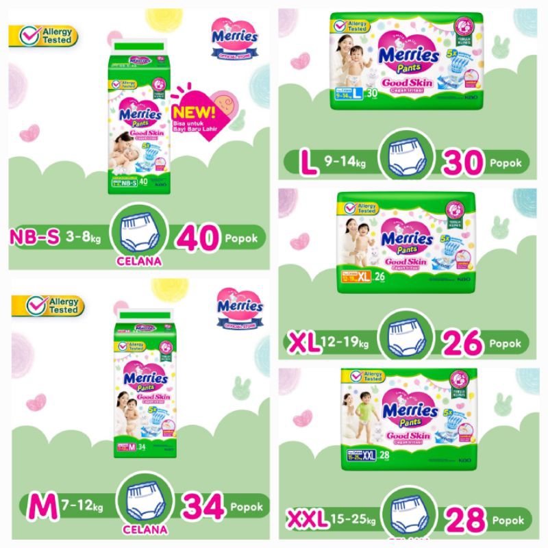 Jual MERRIES PANTS GOOD SKIN NB - S40 / M32/ L28/ XL26 / XXL28 TIPE ...