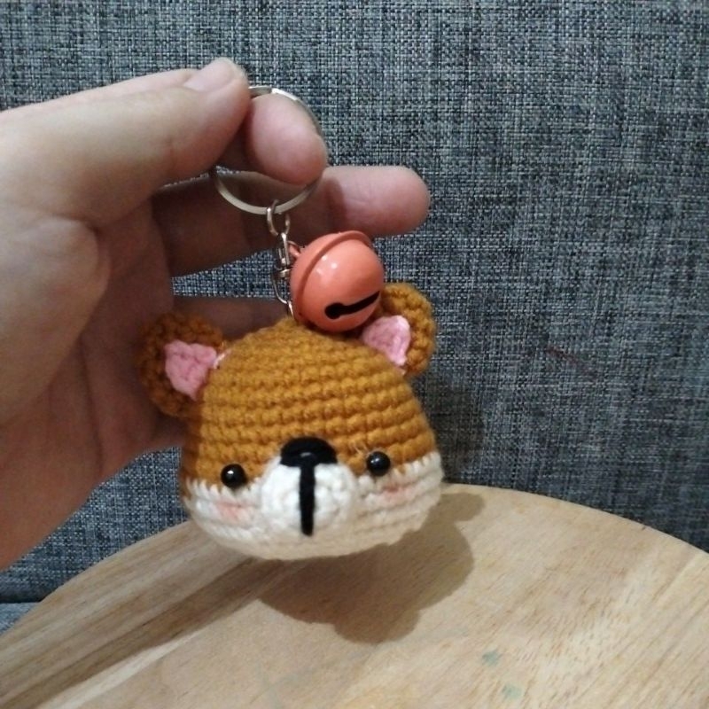 Jual shiba inu crochet keychain/gantungan kunci/dog crochet keychain ...