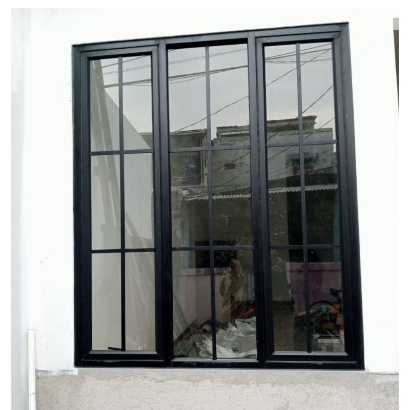 Jual jendela 3 sekat T200 x L160 ornamen, kanan kiri buka, tengah mati ...