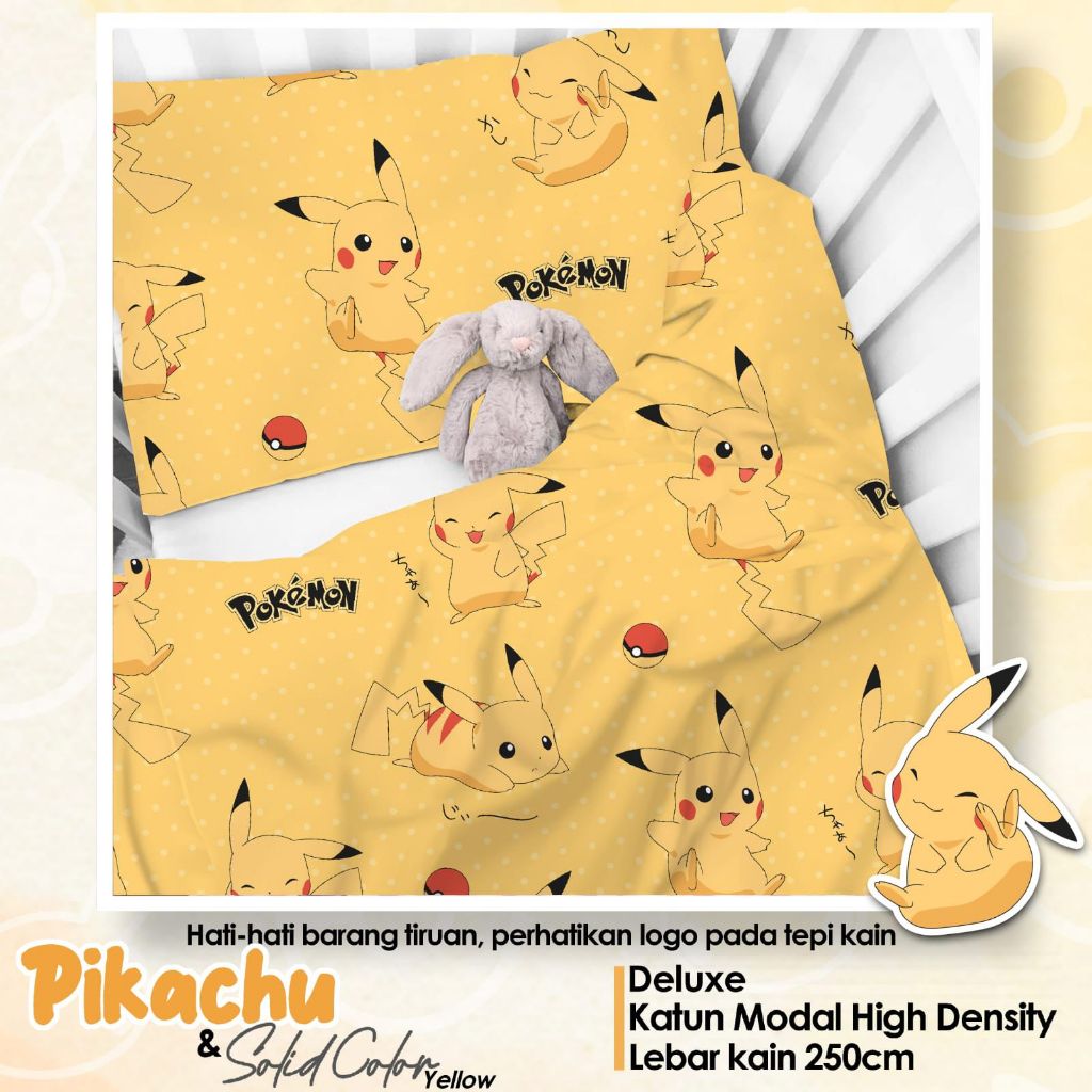 Jual Sprei Katun Lokal Beverly Pikachu - Pokemon - kuning | Shopee ...