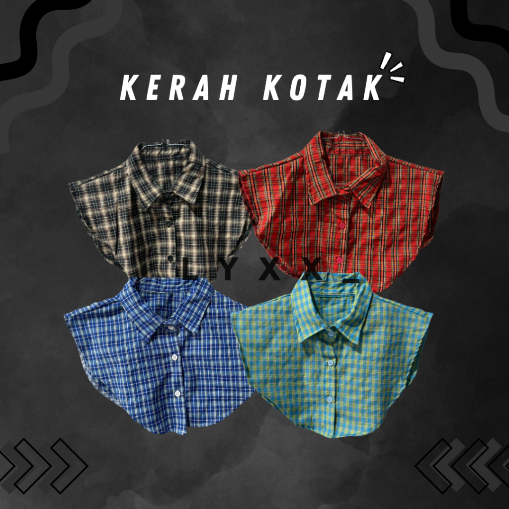 Jual KERAH PALSU (Fake Collar) | KERAH PALSU MOTIF KOTAK | BIRU HITAM ...