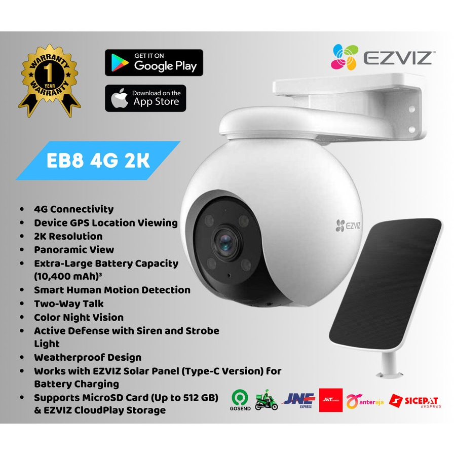 Jual EZVIZ EB8 4G 2K IP CAMERA OUTDOOR CCTV IPCAM BATTERY BUILD-IN 10400MAH | Shopee Indonesia