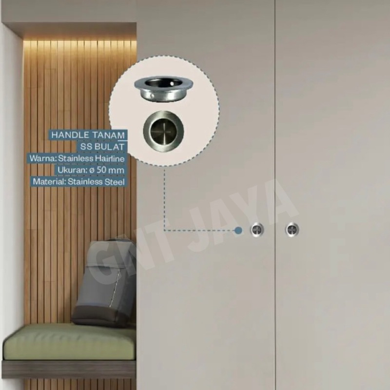 Jual Tarikan Tanam Bulat Stainless besi silver knob round handle pintu ...