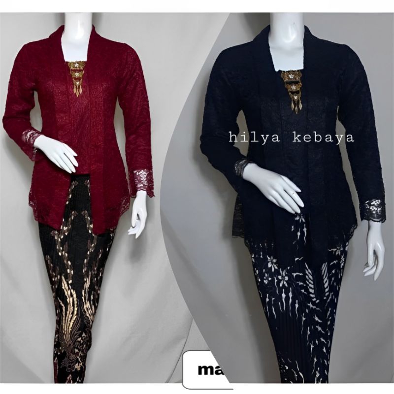 Jual Kebaya Brokat Kartini Modern Atasan Kebaya Brukat Kutubaru Busui Lengan Panjang Polos ...
