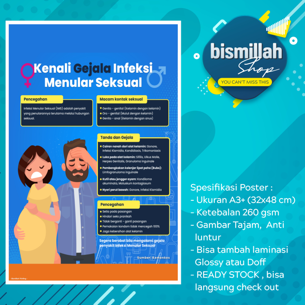 Jual Poster kesehatan gejala infeksi menular Seksual | Shopee Indonesia