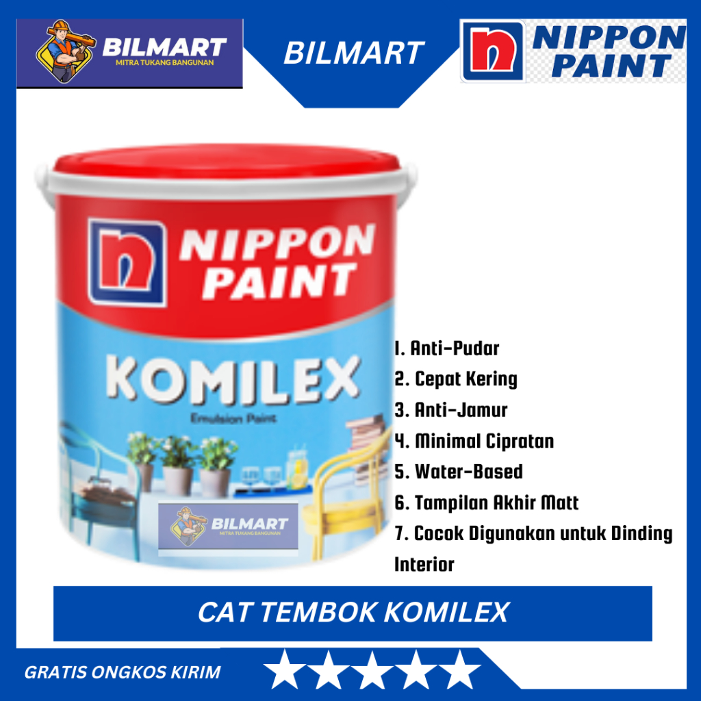 Jual CAT TEMBOK INTERIOR 18 KG KOMILEX NIPPON PAINT | Shopee Indonesia