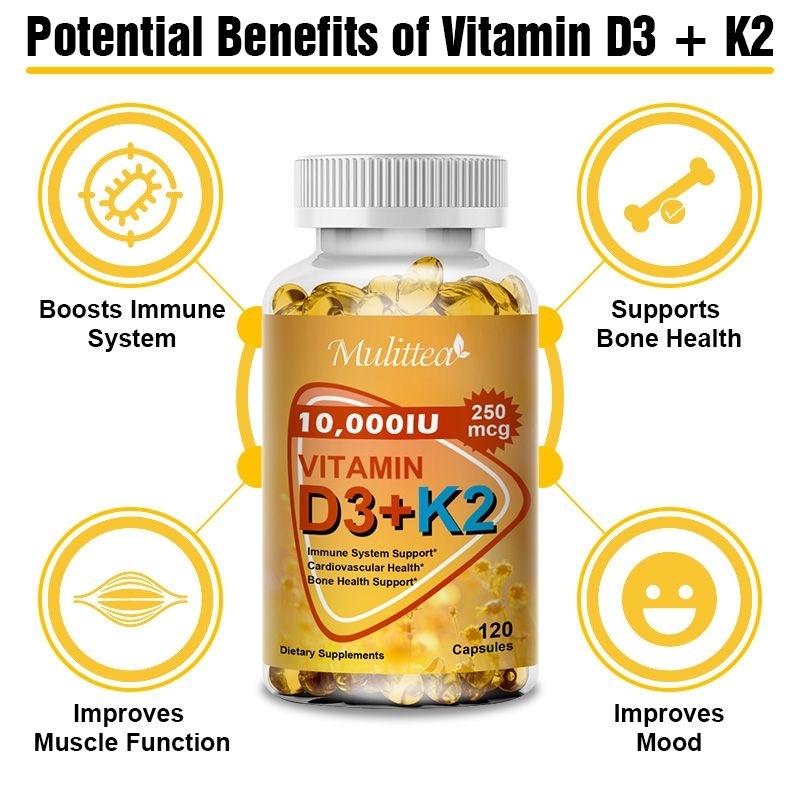 Jual Mulittea Vitamin D3K2 10000 IU Original For Bone &joint Vitamin K2 ...
