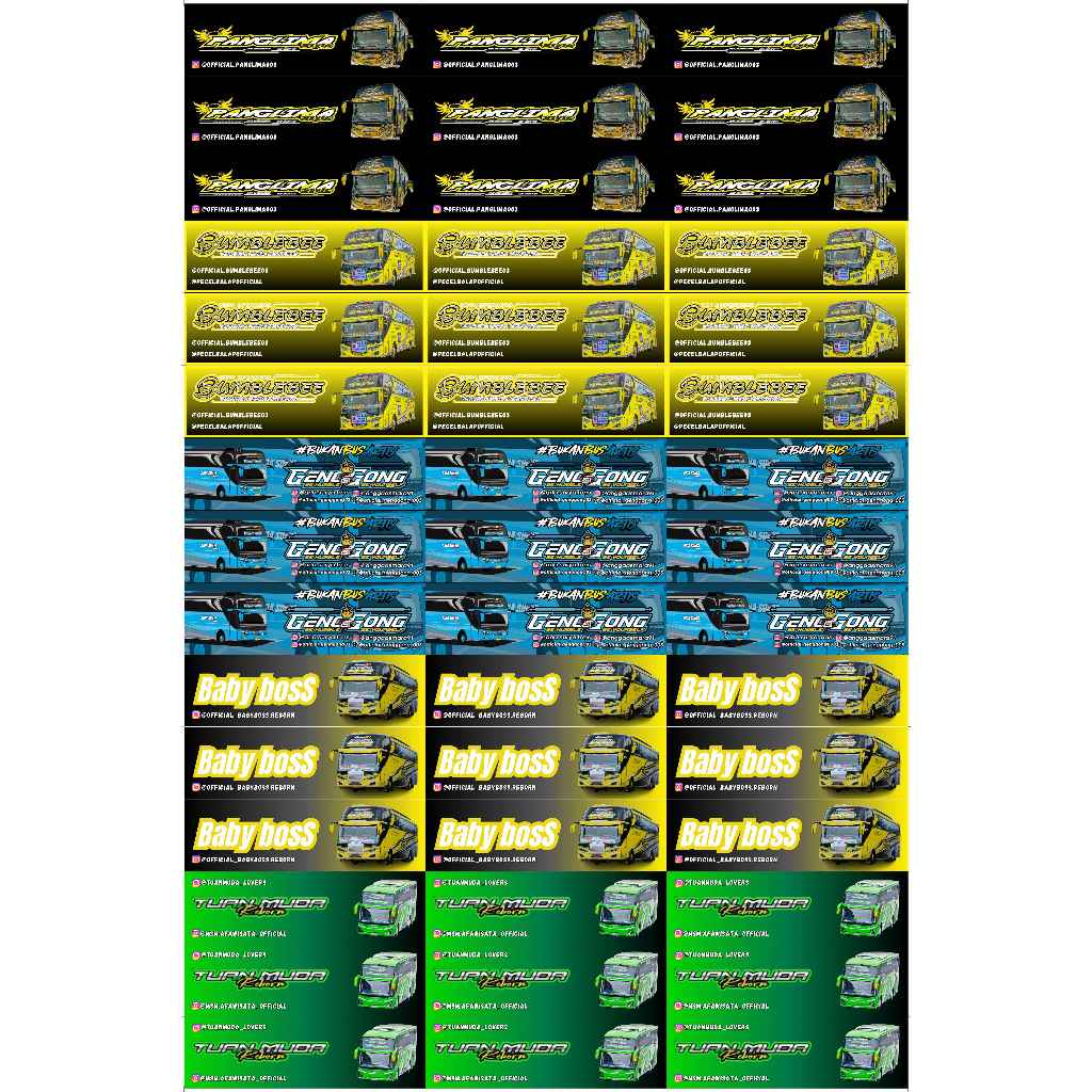 Jual STICKER BUS BASURI TUNGGAL JAYA CAMPUR 1 Lembar Isi 45 kotak ...
