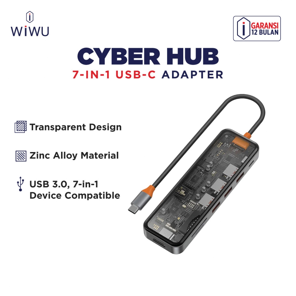 Jual Wiwu Cyber HUB 7 in 1 USB-C HUB Adapter | Shopee Indonesia