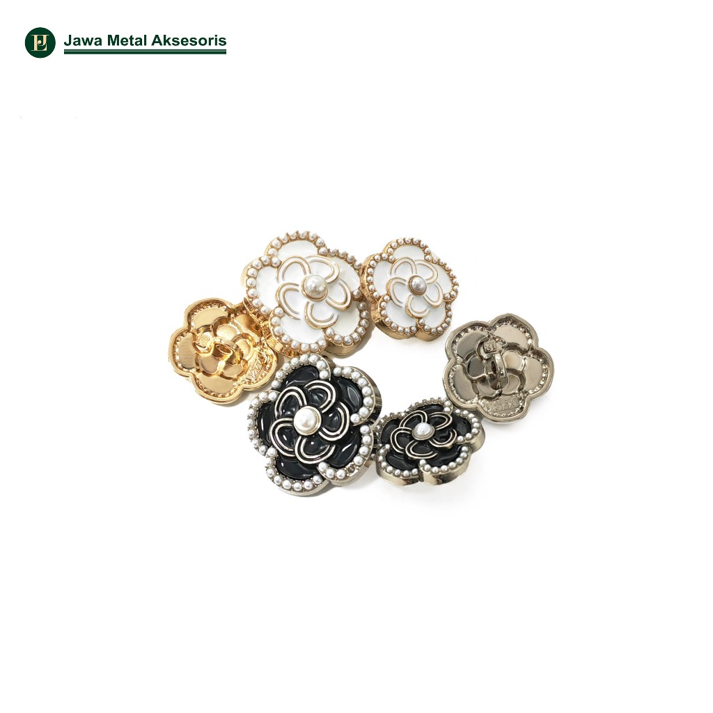 Jual Jawa Alloy Button Kancing Metal Bentuk Bunga Mutiara Premium ...