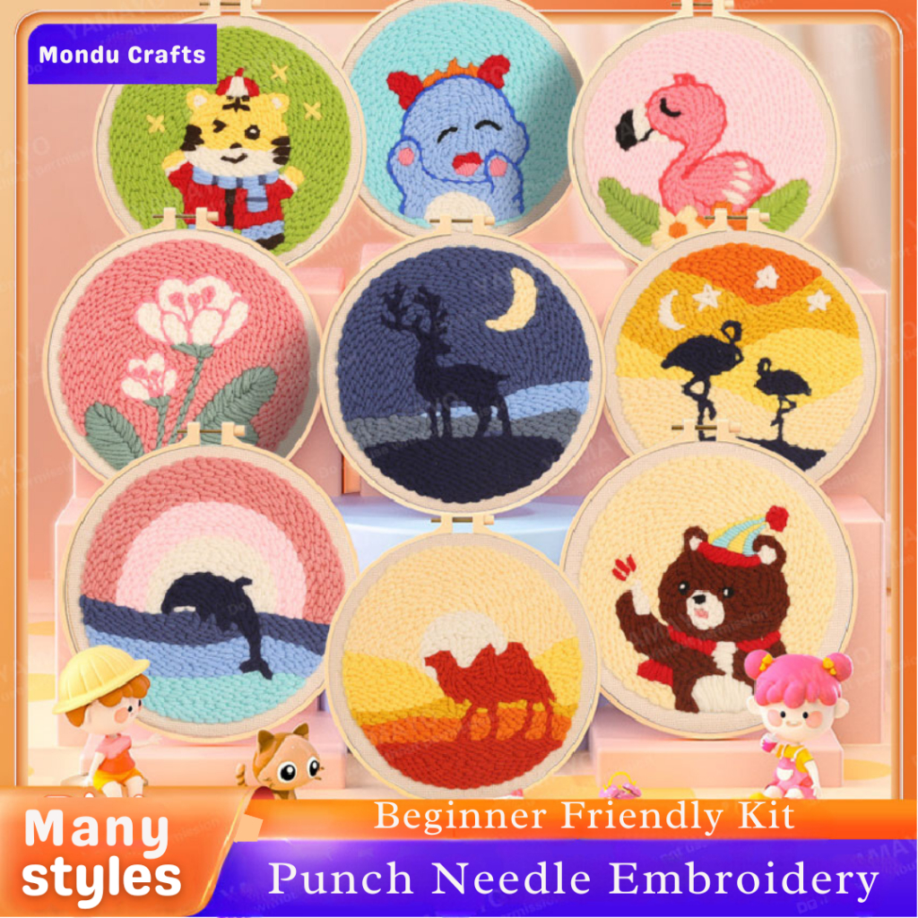 Jual 20 cm Punch Needle Embroidery DIY Kit Handmade untuk Pemula Mondu ...
