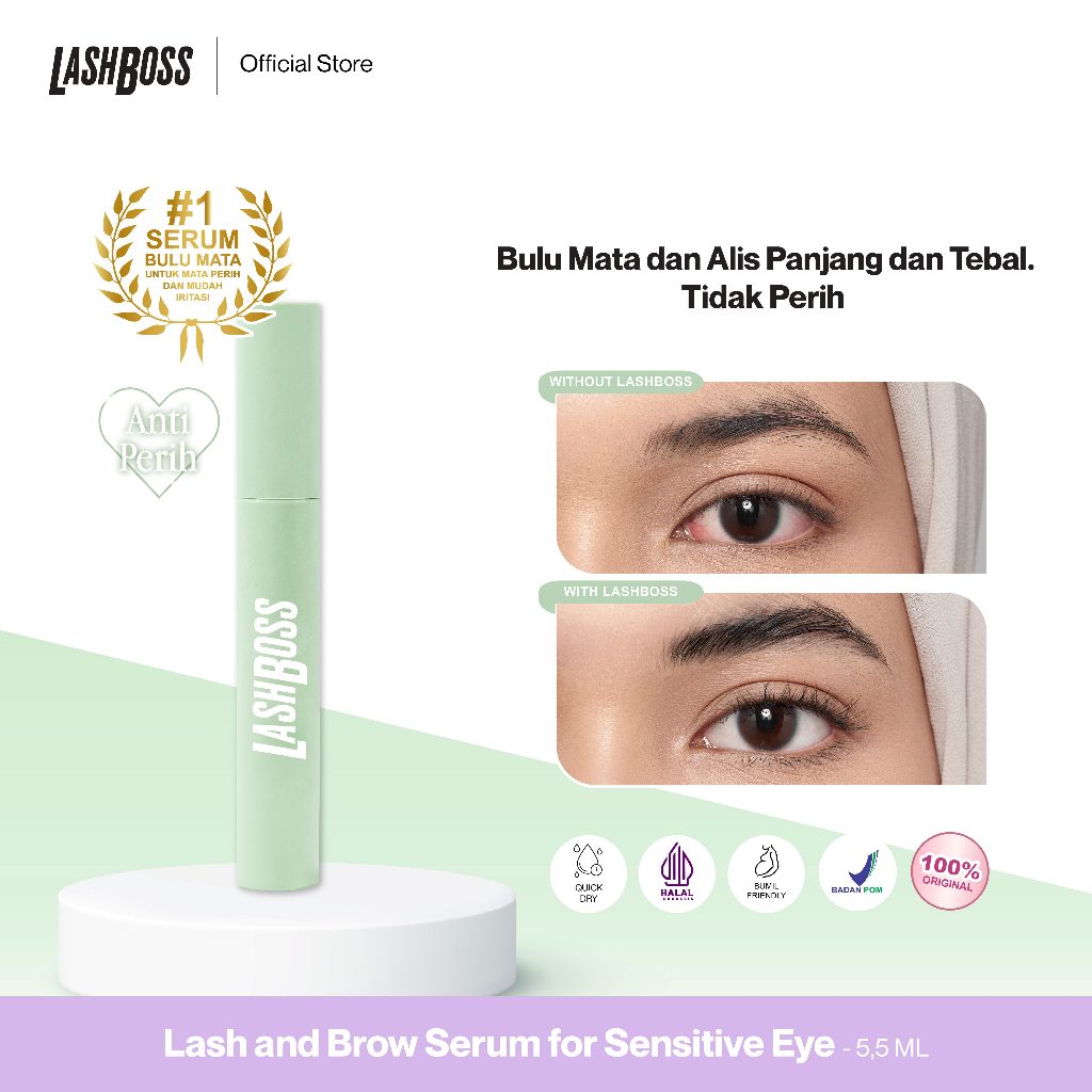 Jual LashBoss Serum Bulu Mata Dan Alis for Sensitive Eyes (Gel-Based ...