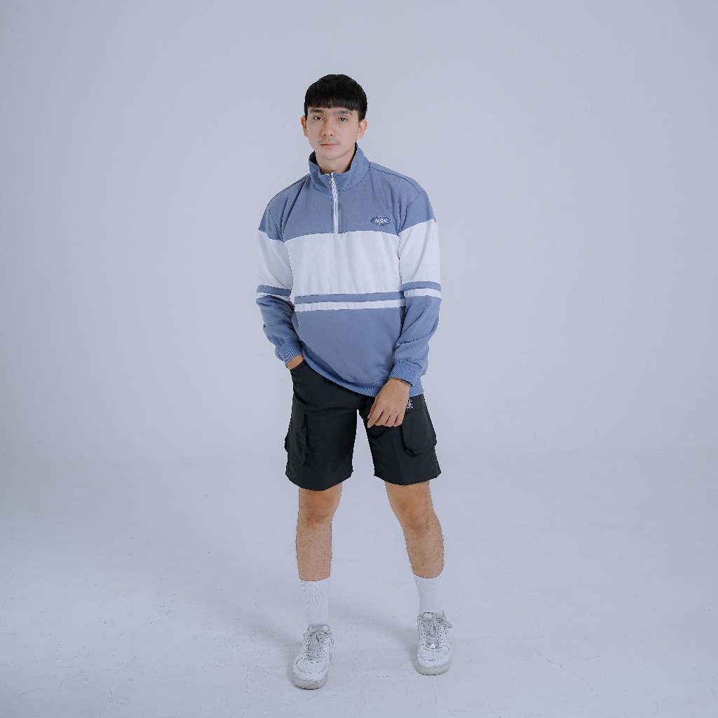 Jual HALFZIP SWEATSHIRT NGK-Jaket SweatShirt Rugby Half Zip Two Tone ...