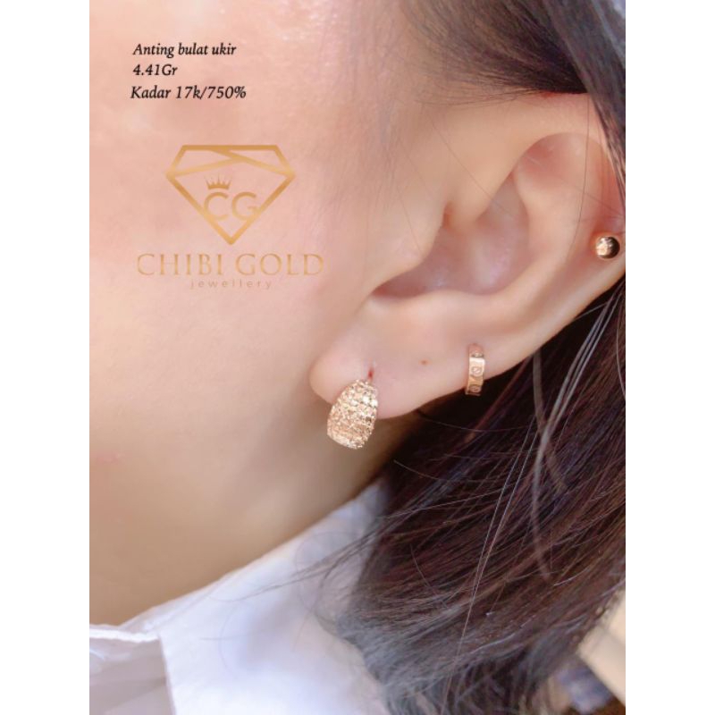Jual CHIBI GOLD - Anting bulat ukir emas 750 kadar 17k - chibigold ...