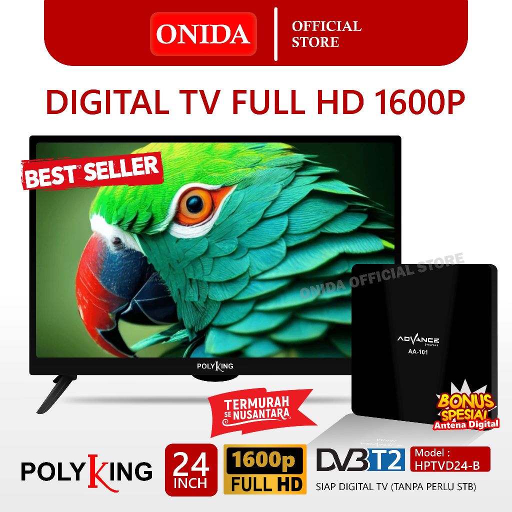Jual TV Digital 24 Inch Bonus Antena Digital LED TV Digital Polyking ...
