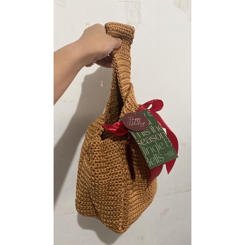 Jual tas hamper knot bag rajut / tas rajut unik ala jepang | Shopee ...