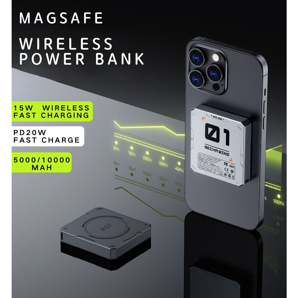 Jual Magnetic power bank MagSafe wireless fast charging 10000 mAh ...