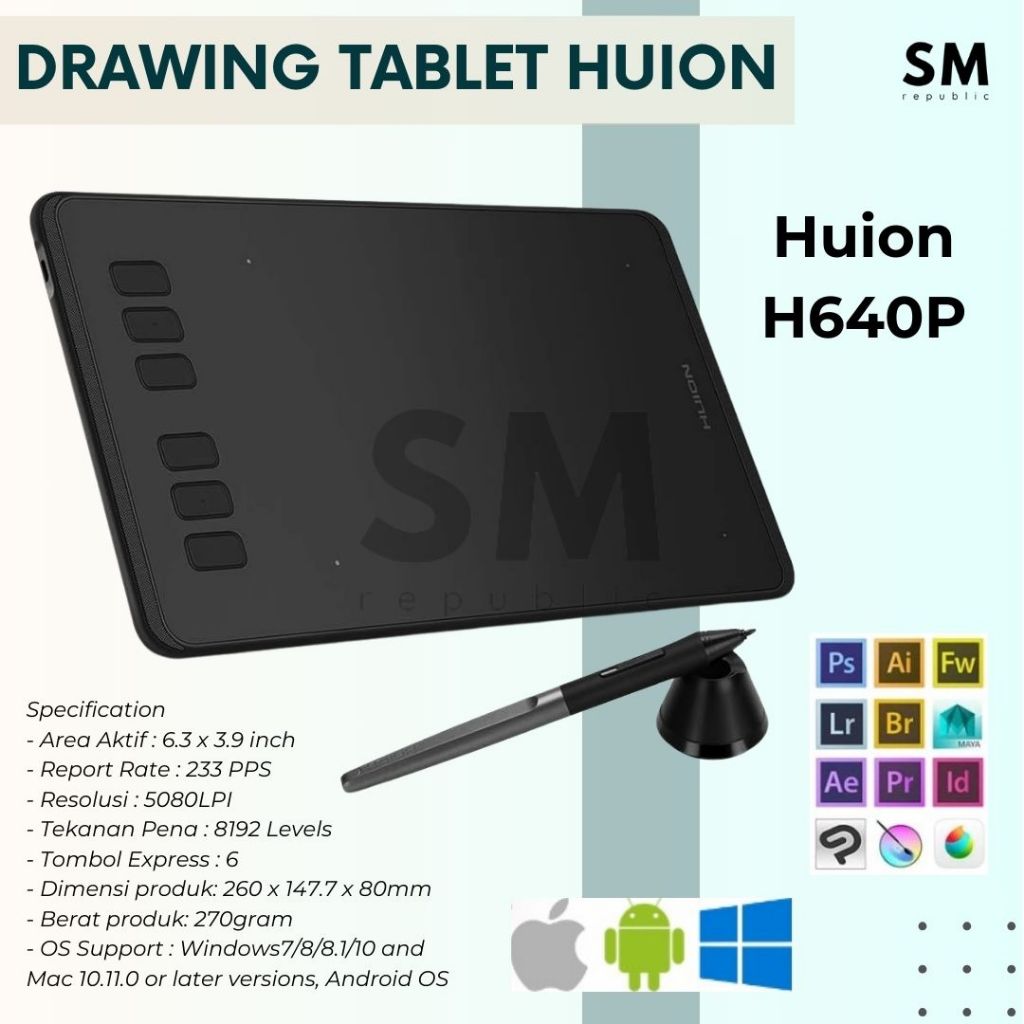 Jual Drawing Tab Desain Grafis Digital Pen Tablet Stylus Pena Huion ...