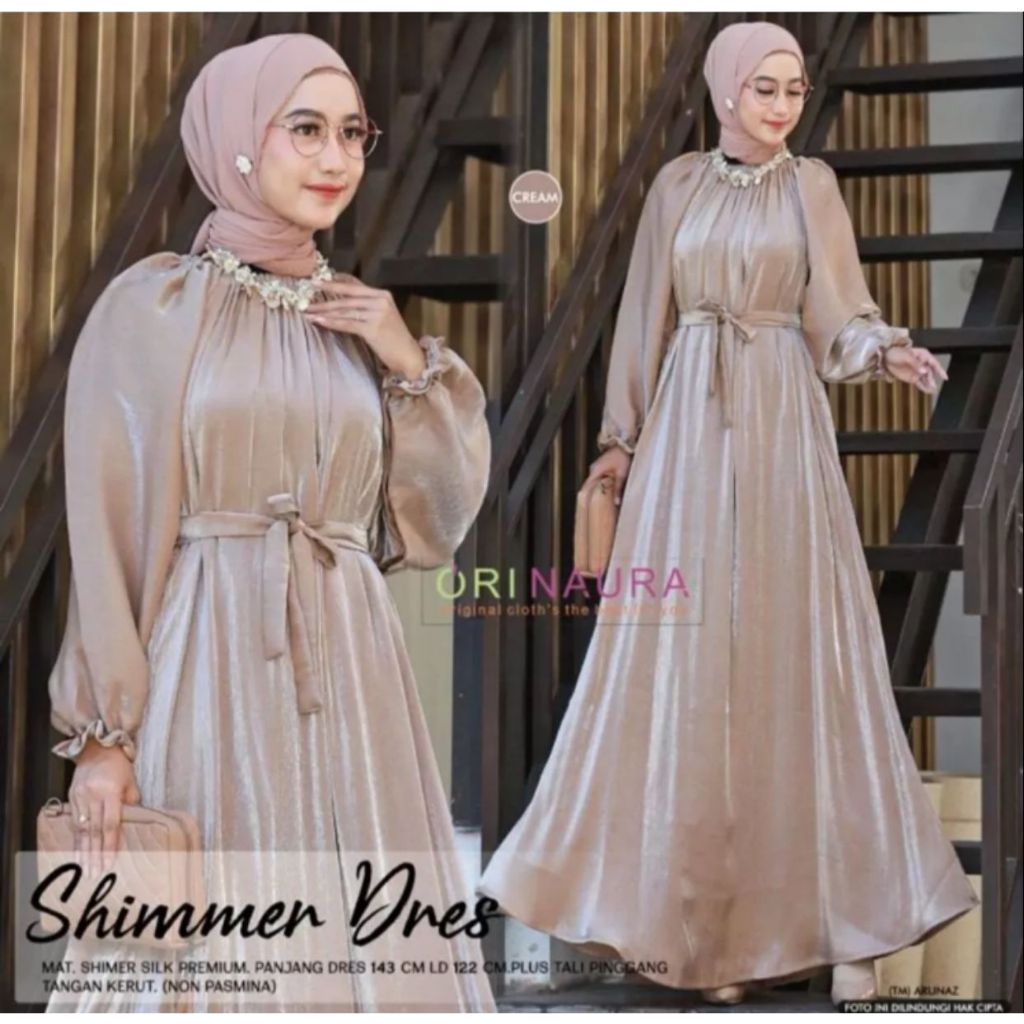 Jual Shimmer Dress Baju Gamis Wanita Terbaru Ootd Lebaran 2024 Bahan ...