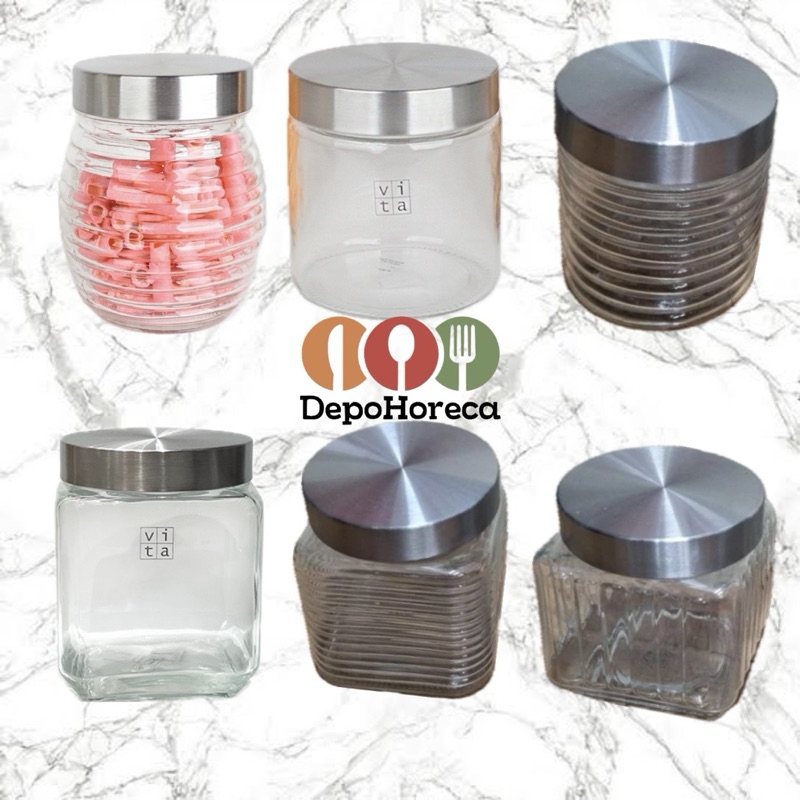 Jual VITA Stoples Kaca Bahan Kaca Tebal Tutup Putar / Glass Jar With ...